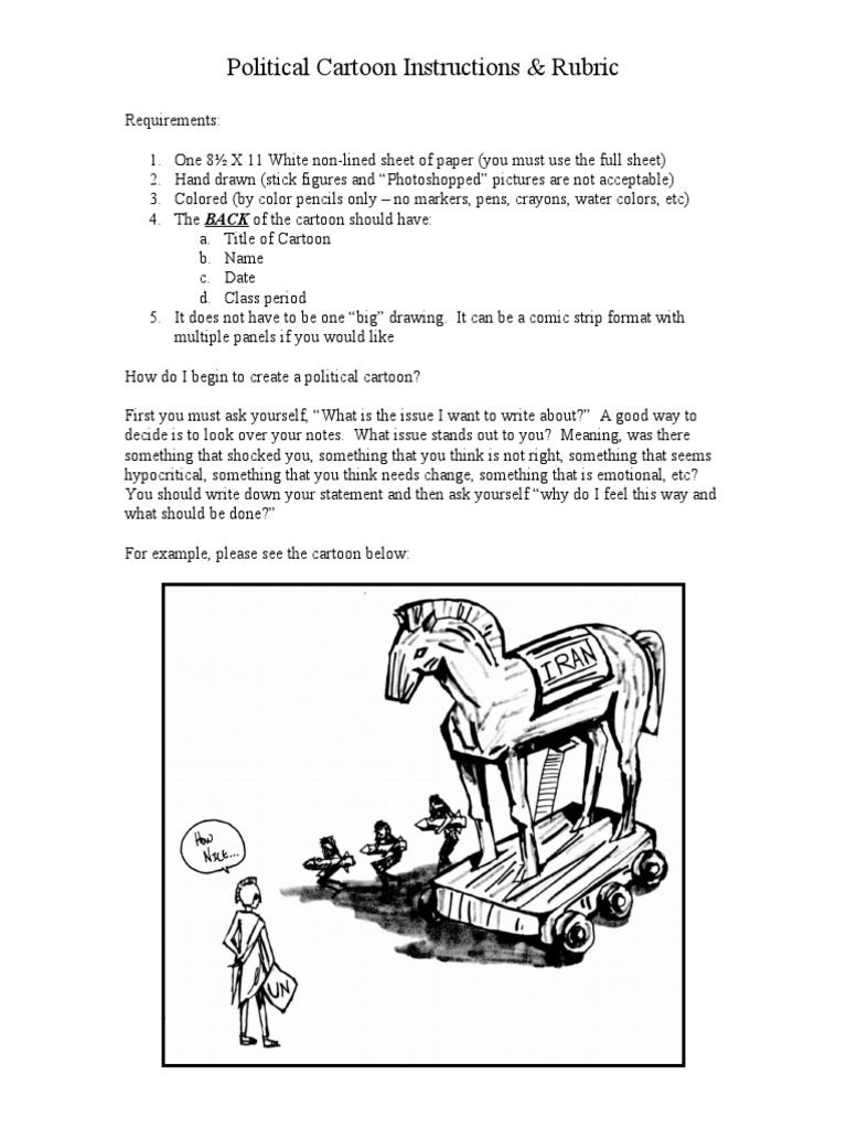 Political Cartoon Instructions & Rubric | PDF | Cartoon
