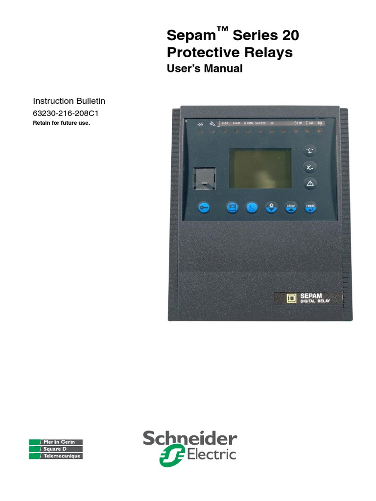 Sepam Series 20 User Manual | Download Free PDF | Alternating Current ...