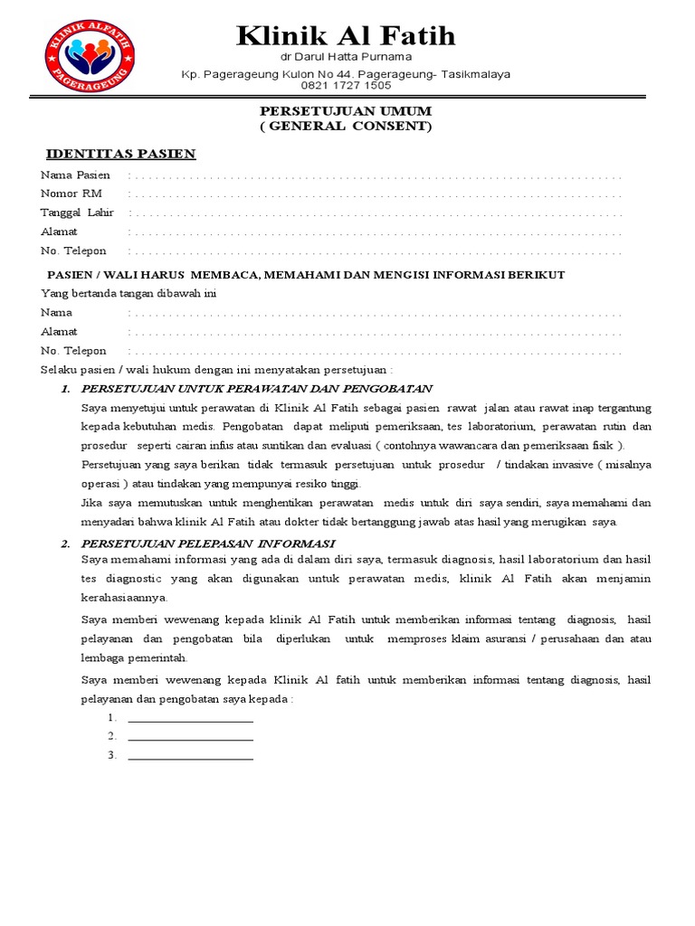 Formulir General Consent | PDF