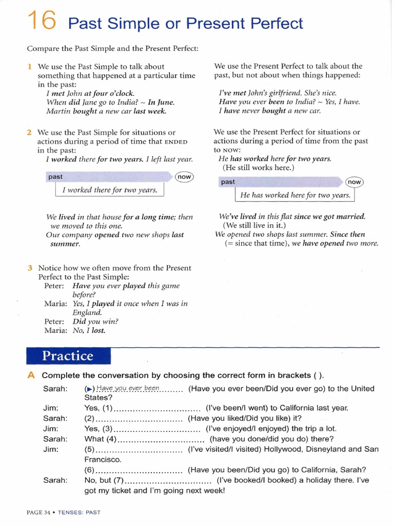 Past Simple or Present Perfect | PDF | Language Mechanics | Linguistic Typology