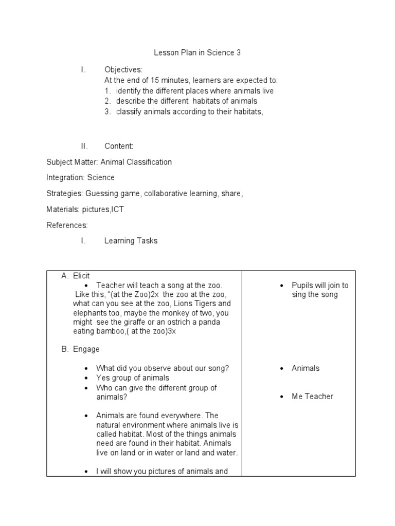 Animal Habitats Lesson | PDF | Lesson Plan | Zoo