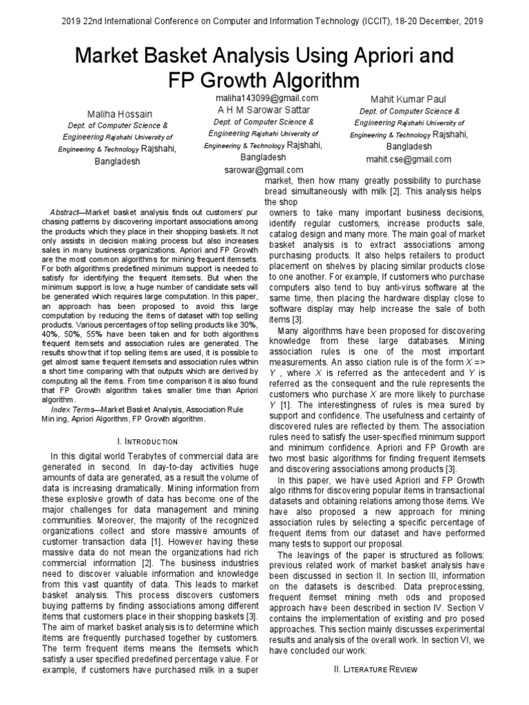 Market Basket Analysis Using Apriori and FP Growth Algorithm | PDF | Data | Information ...