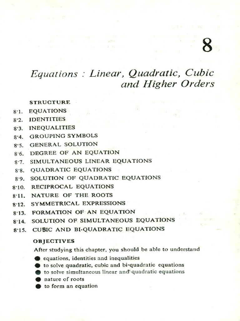 Equations Linear, Quadratic, Cubic and Higher Orders: 86. Degree of An ...