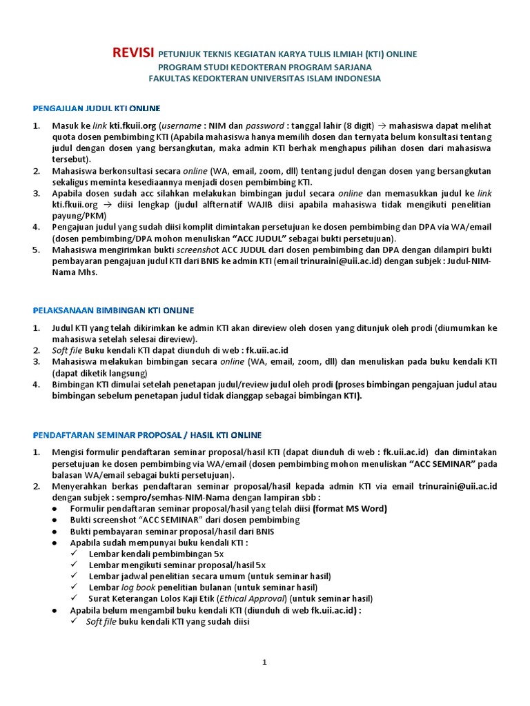 Revisi Petunjuk Teknis Kti Online | PDF | Bisnis
