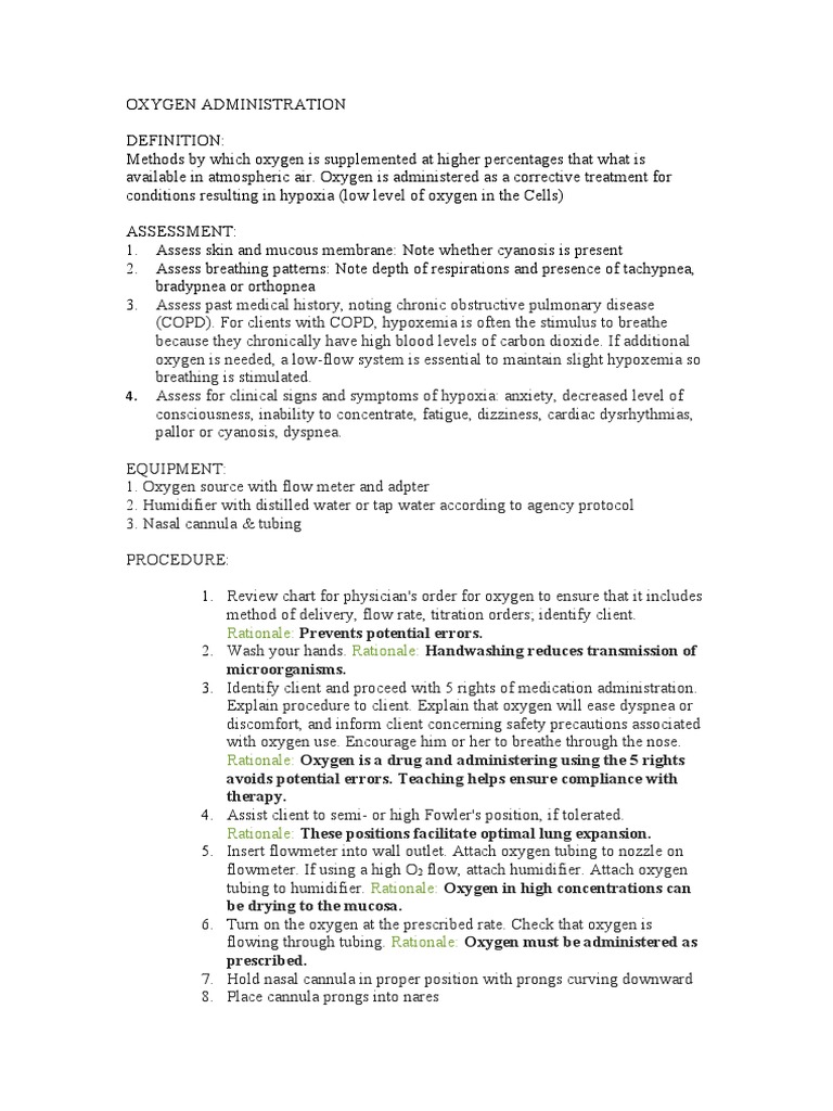 Oxygen Administration Script | Download Free PDF | Hypoxia (Medical ...