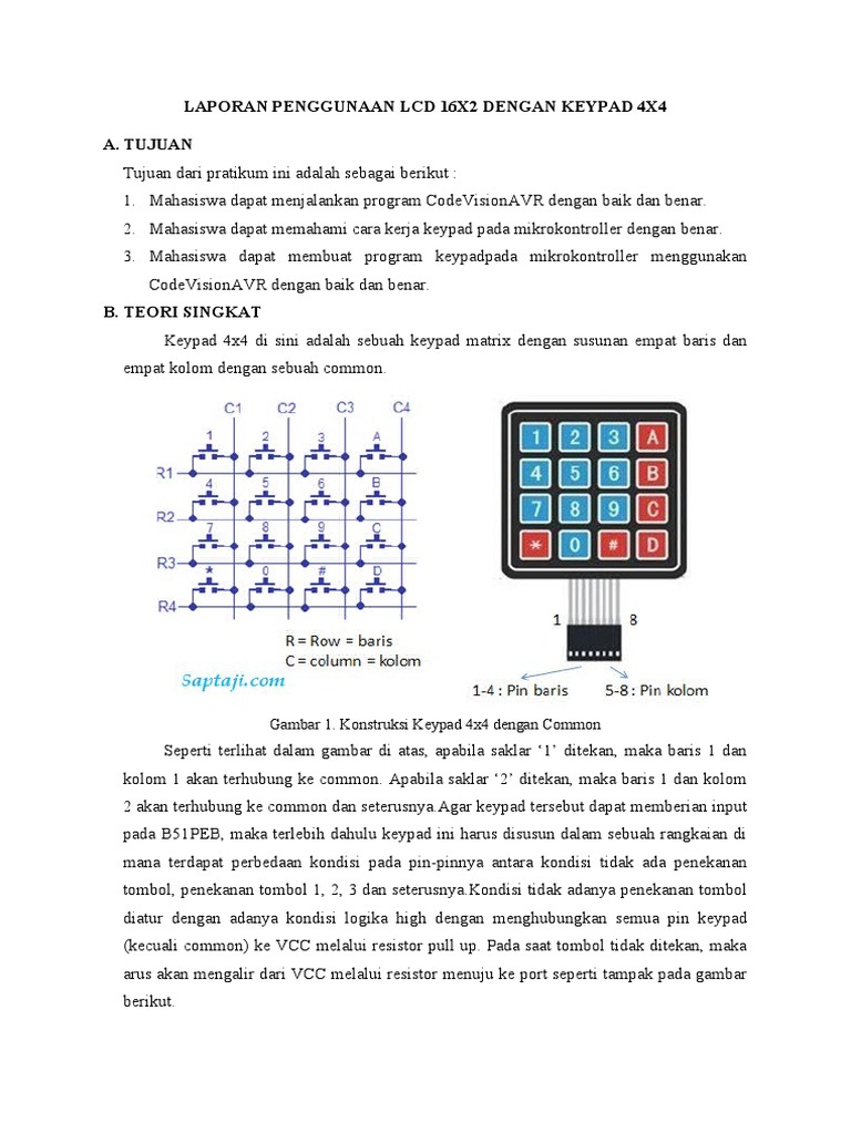Laporan Penggunaan LCD 16X2 Dengan Keypad 4X4 | PDF