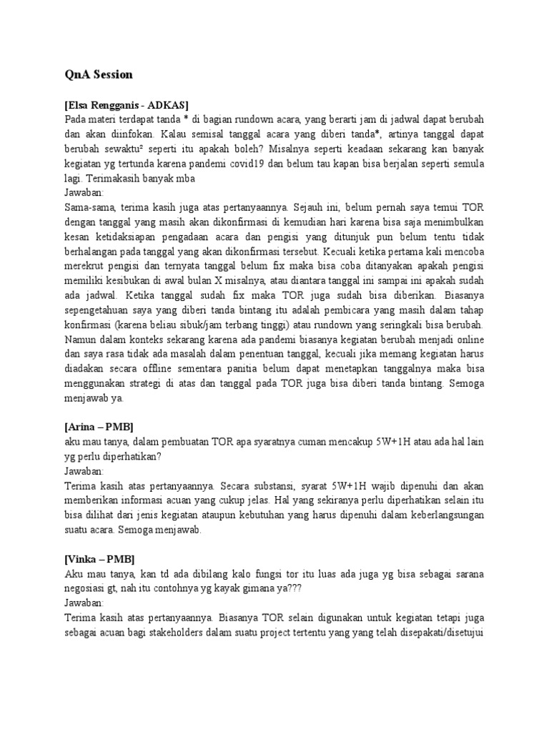 Panduan Lengkap Membuat TOR Acara | PDF