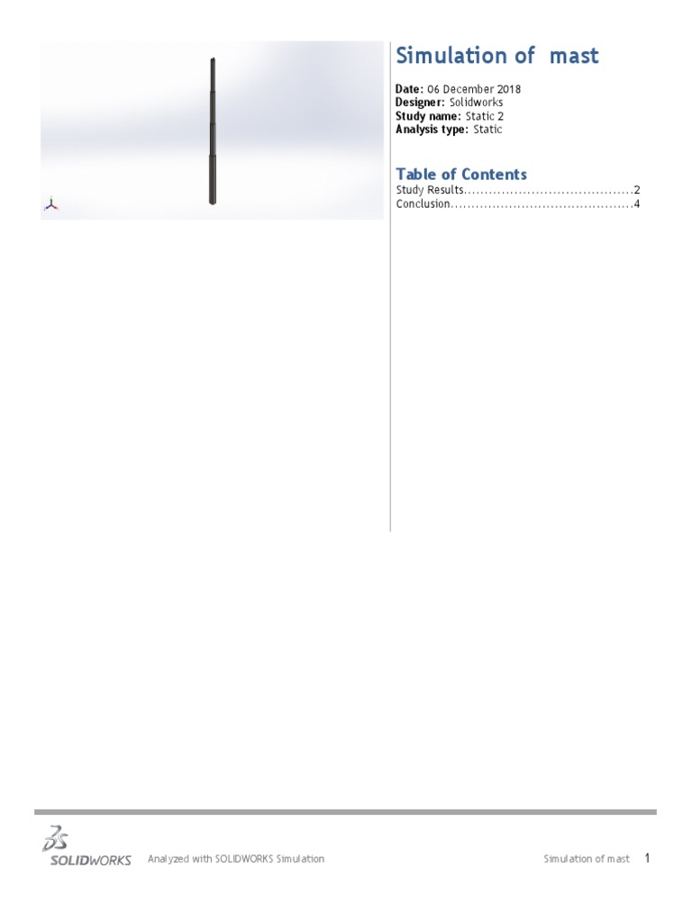 Static Mast Simulation Results | PDF | Technology & Engineering