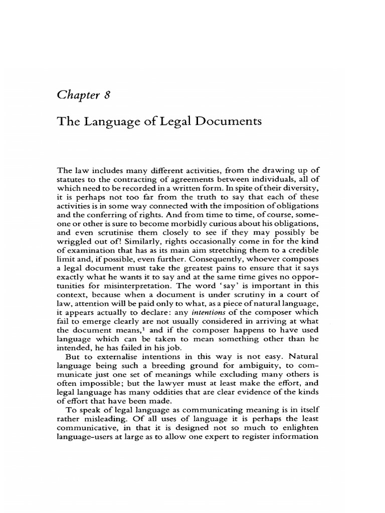 The Language of Legal Documents | PDF | Jargon | English Language