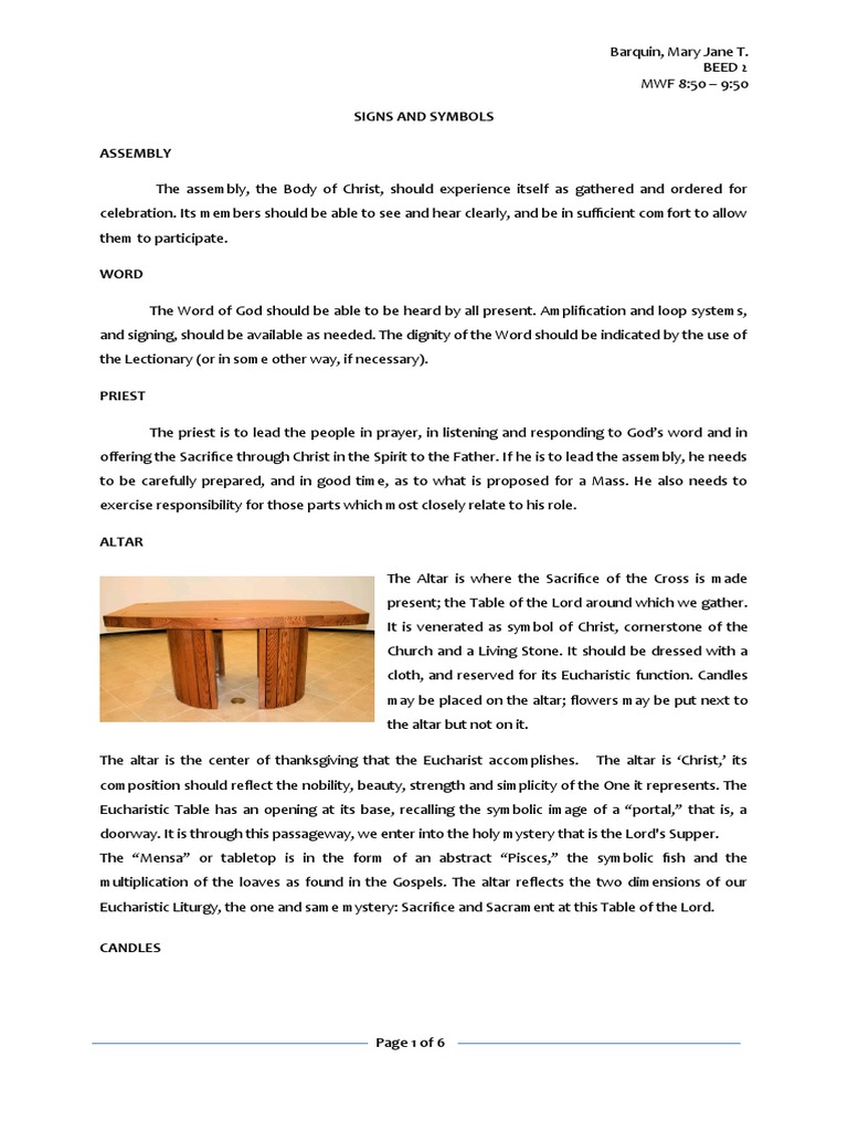 Signs and Symbols | Download Free PDF | Eucharist | Altar