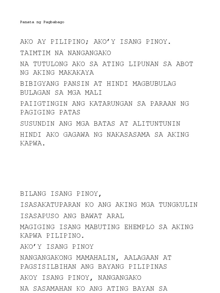 Panata NG Pagbabago | PDF