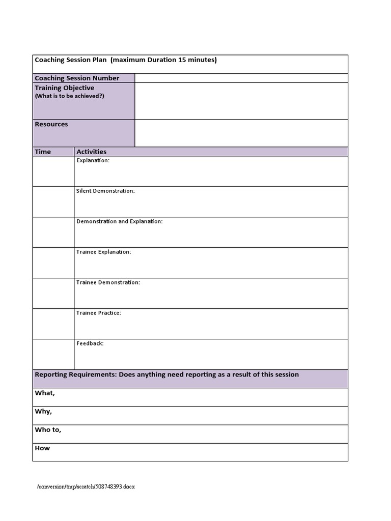 15-Minute Coaching Session Plan | PDF