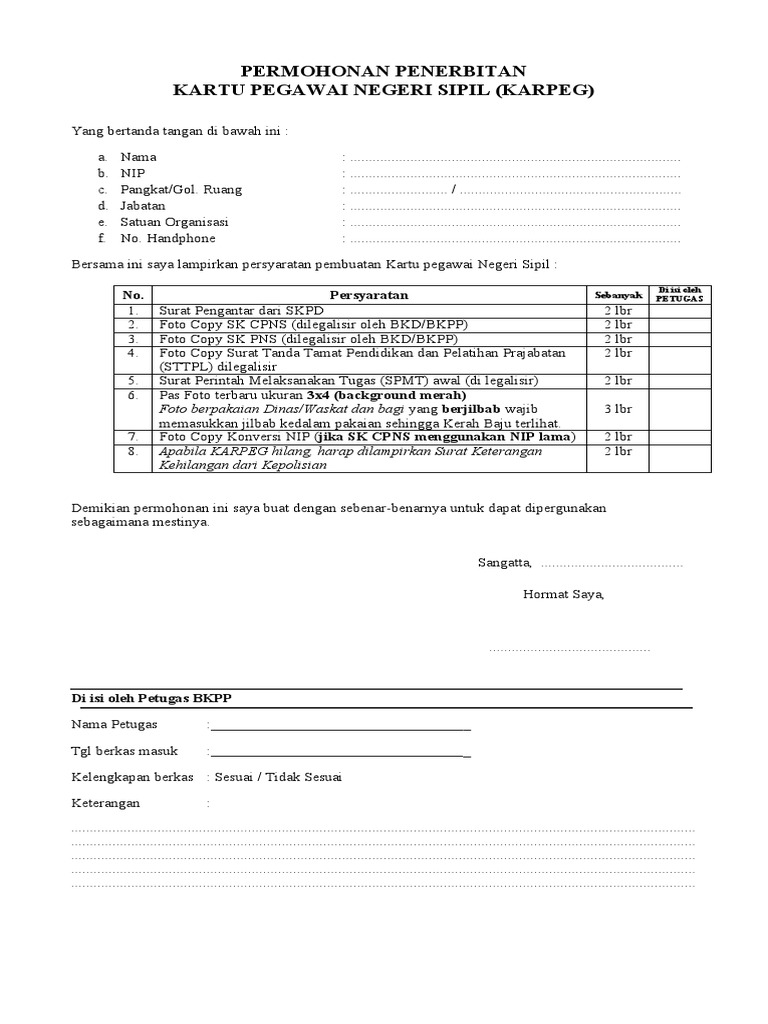 Blangko Karpeg | PDF