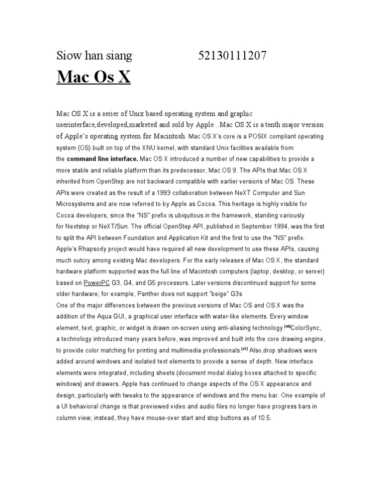 Mac Os X | PDF | Mac Os | Operating System