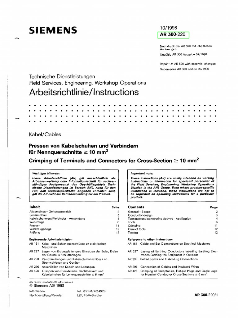 Cables - Crimping of Terminals and Connectors For Cross-Section 10 mm2 ...