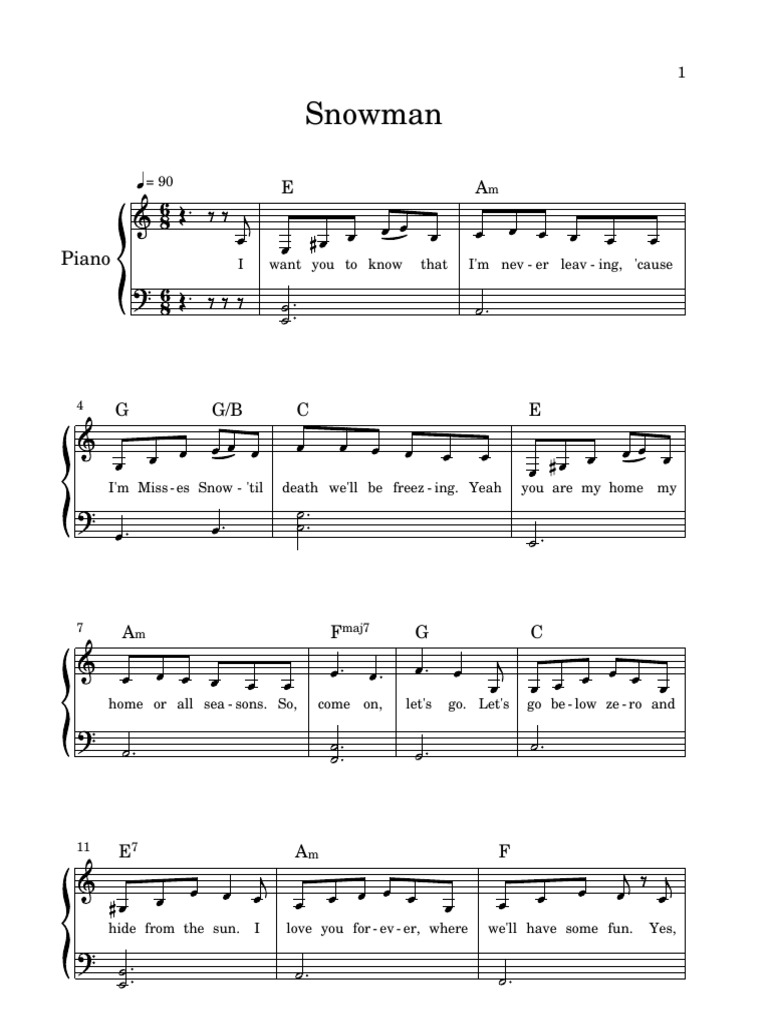 Snowman (Simplified) by Sia | PDF