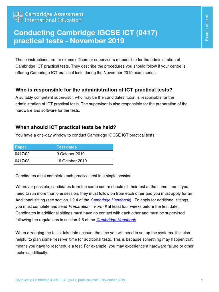 IGCSE ICT Practical Test Guidelines 2019 | PDF | Computer File | Test ...