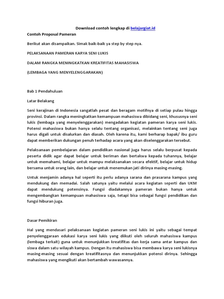 Contoh Proposal Pameran | PDF