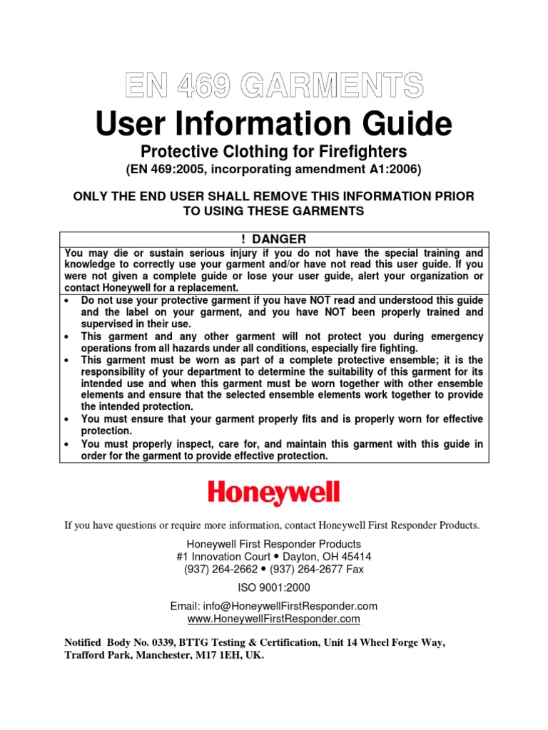 En 469 Garments User Information Guide | PDF | Clothing | Personal ...