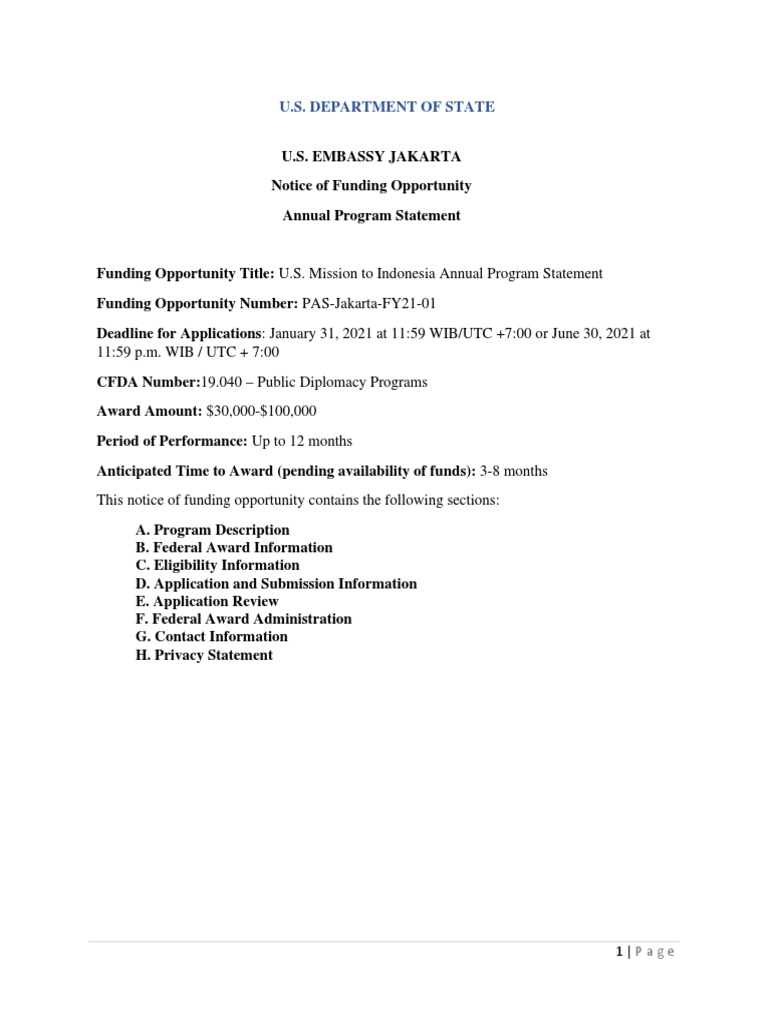 U.S. Mission To Indonesia Annual Program Statement - PAS - JAKARTA ...
