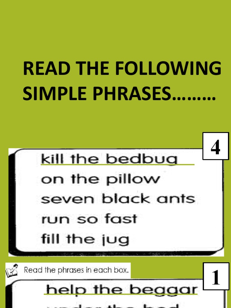 Read The Following Simple Phrases | PDF