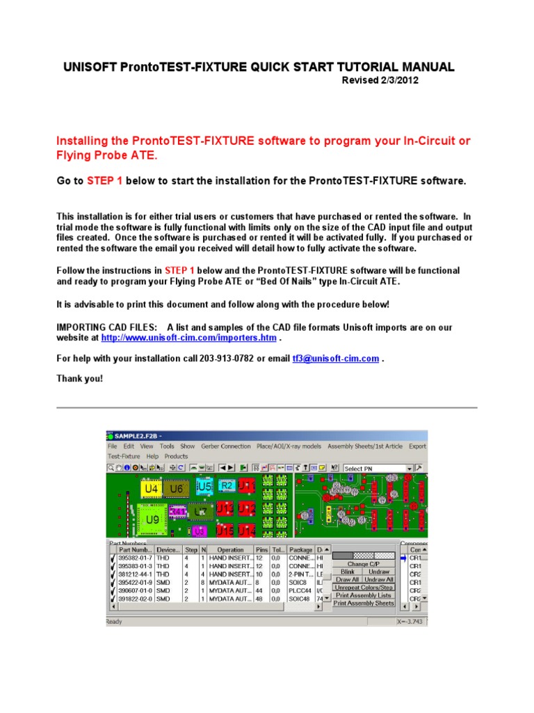 Unisoft Prontotest-Fixture Quick Start Tutorial Manual | PDF | Printed ...