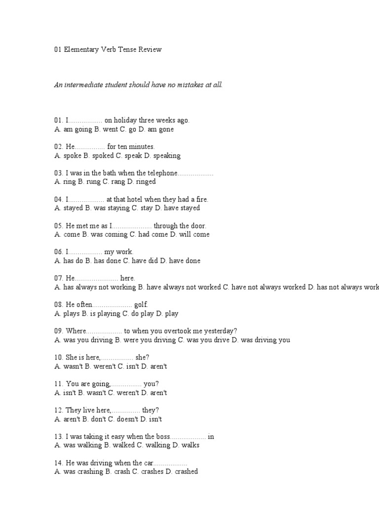 01 Elementary Verb Tense Review | PDF | Language Arts & Discipline | Art