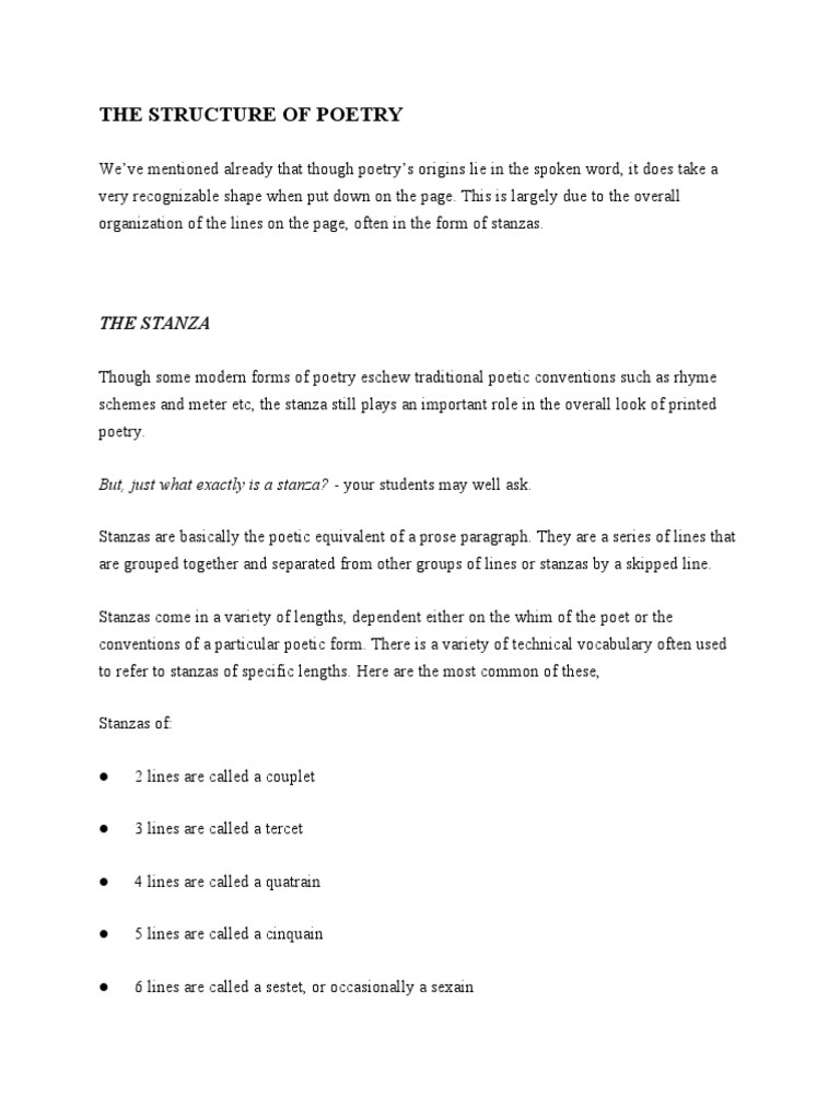 The Structure of Poetry | PDF | Poetry | Narrative