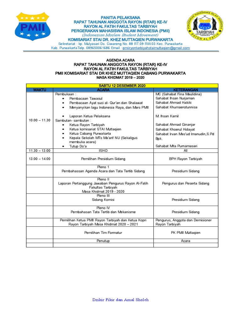 Roundown Acara RTAR | PDF