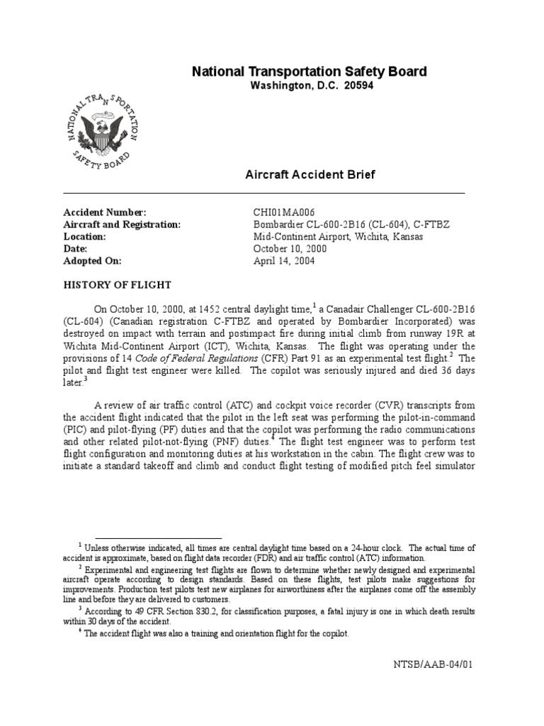 Aircraft Test Flight Accident Report | PDF | Stall (Fluid Mechanics ...