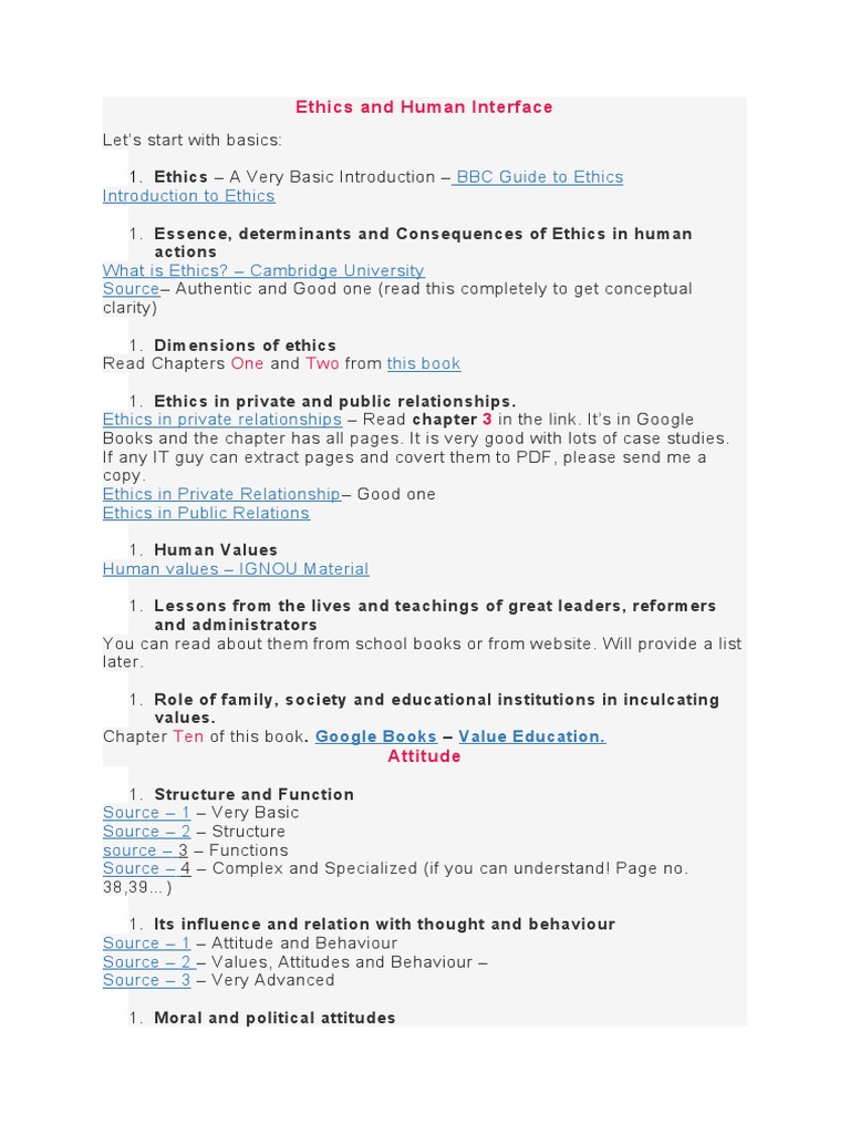 Ethics - A Very Basic Introduction - : Ethics and Human Interface | PDF ...