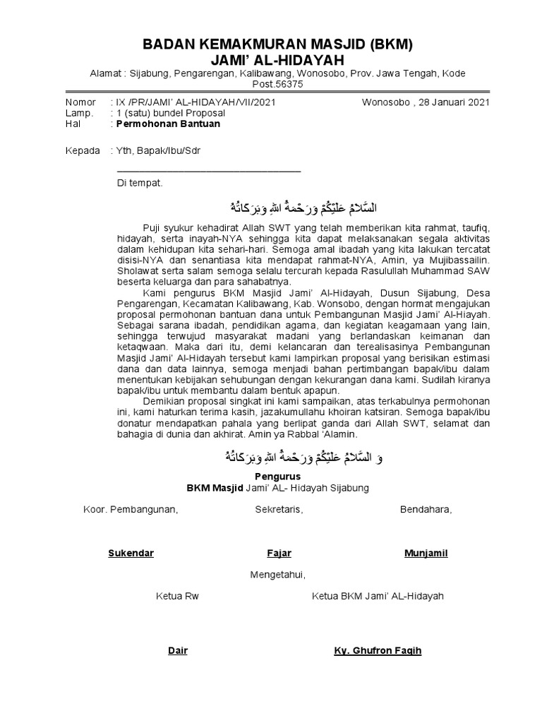 Contoh Proposal Masjid | PDF
