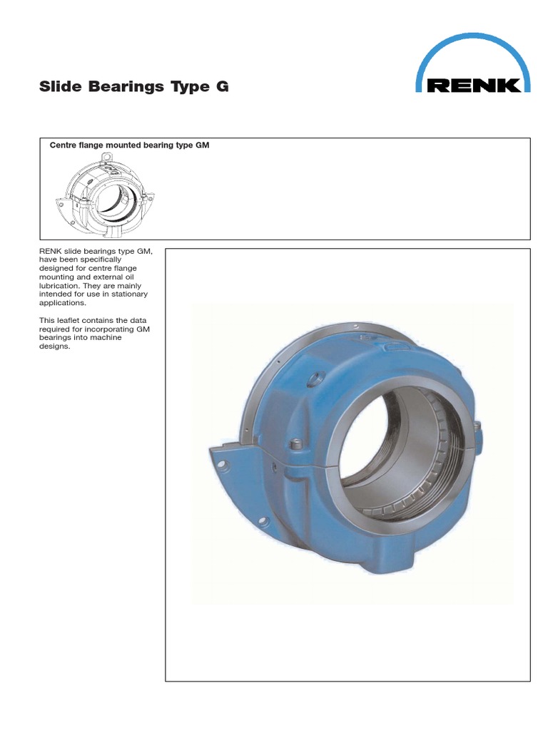 RENK Slide Bearings Type GM Overview | PDF | Bearing (Mechanical ...