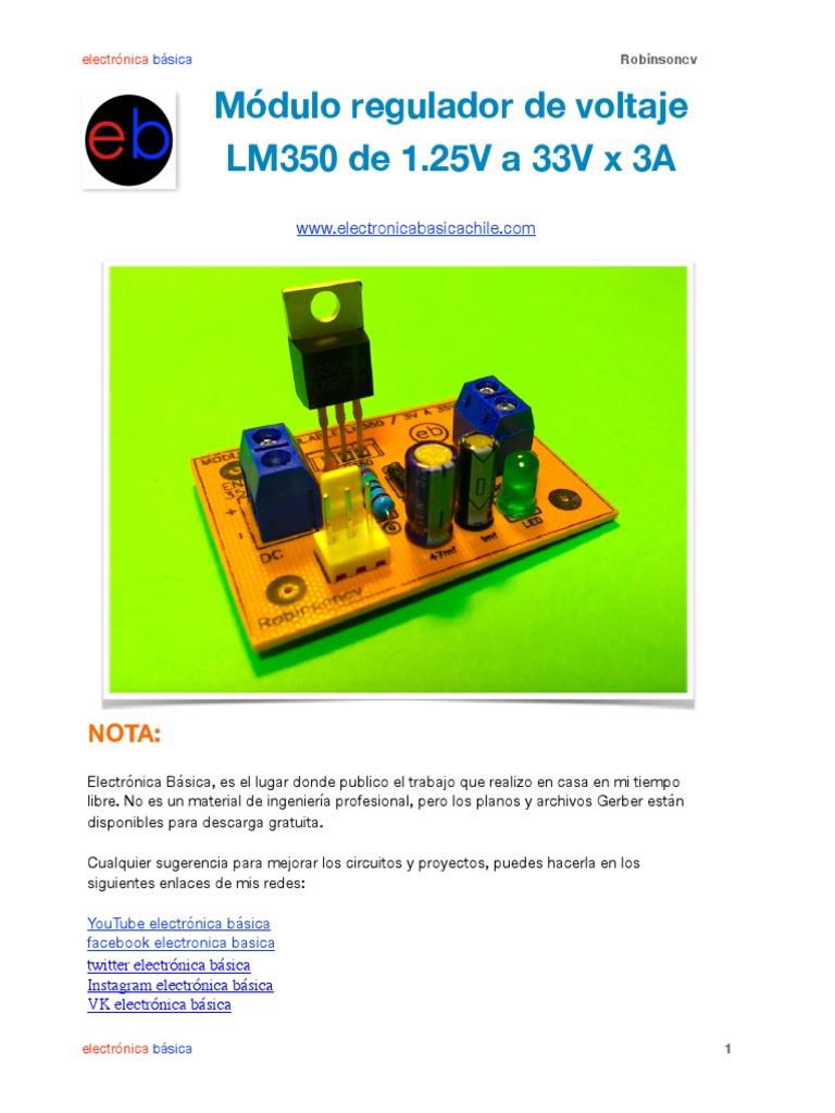 Modulo Regulador de Voltaje Con El LM350 de 1.25V A 33V X 3A | PDF | Placa de circuito impreso ...