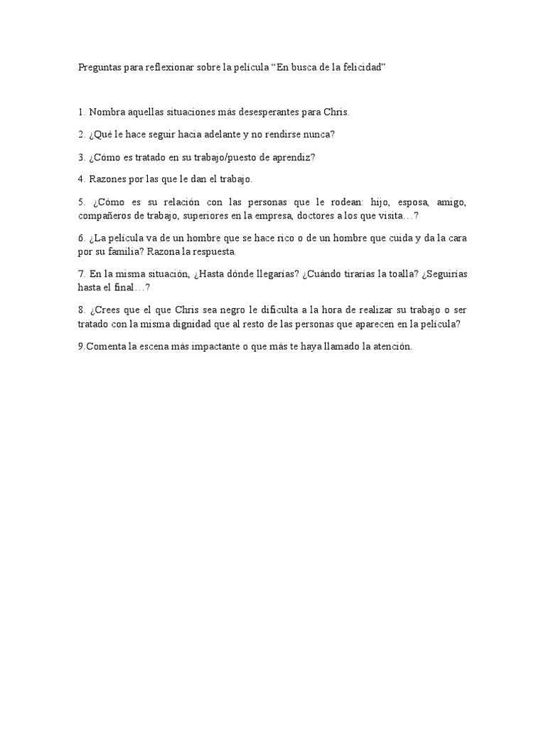 Reflexiones sobre "En busca de la felicidad" | PDF | Crecimiento ...
