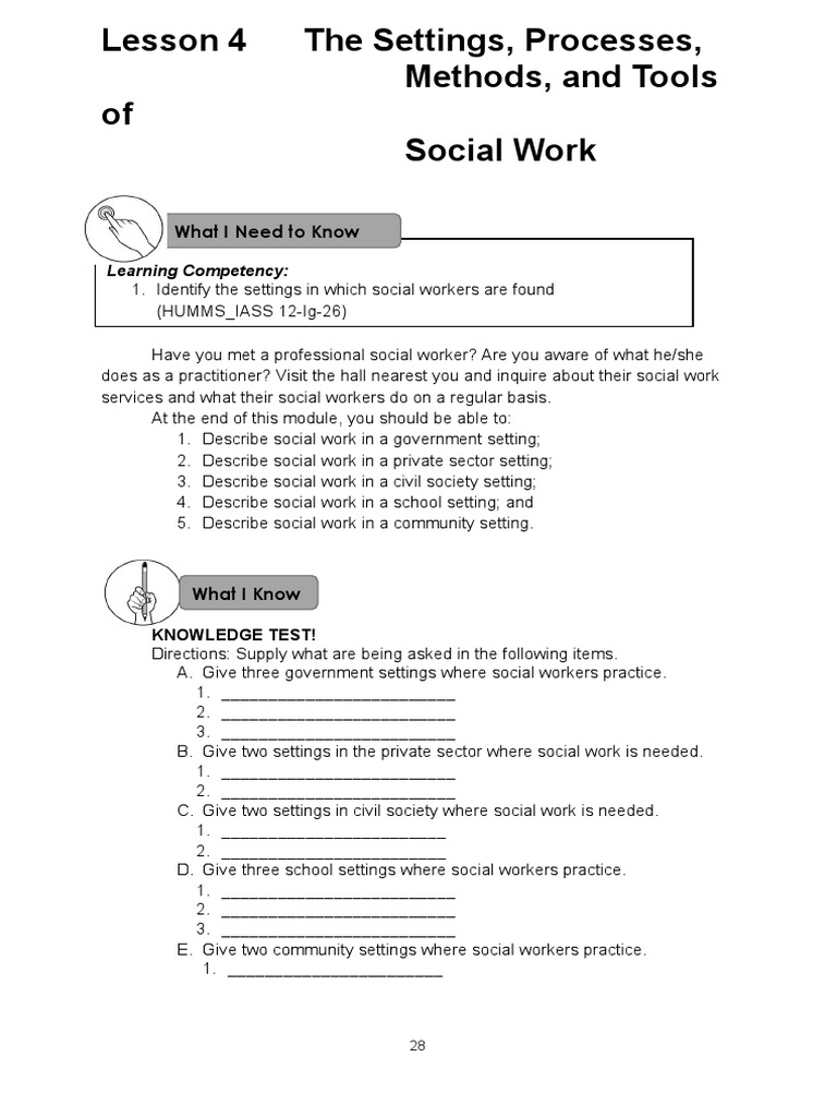 Settings, Methods, and Tools of Social Work | PDF | Social Work ...