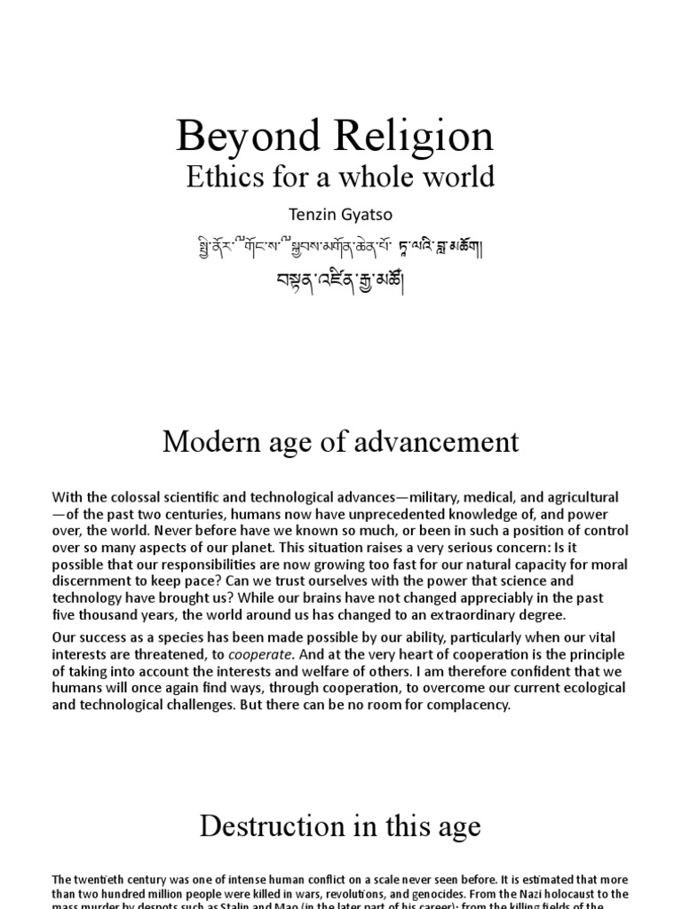 Beyond Religion: Ethics For A Whole World | PDF | Teachers | Sustainability