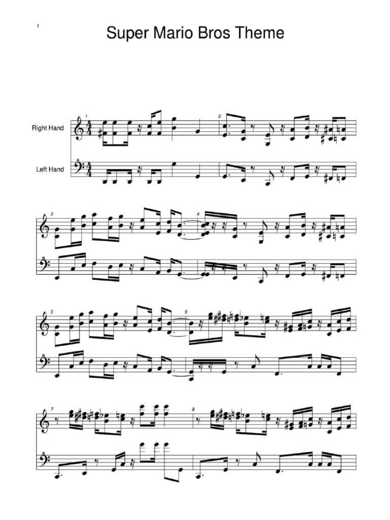 Super Mario Bros - Piano | PDF