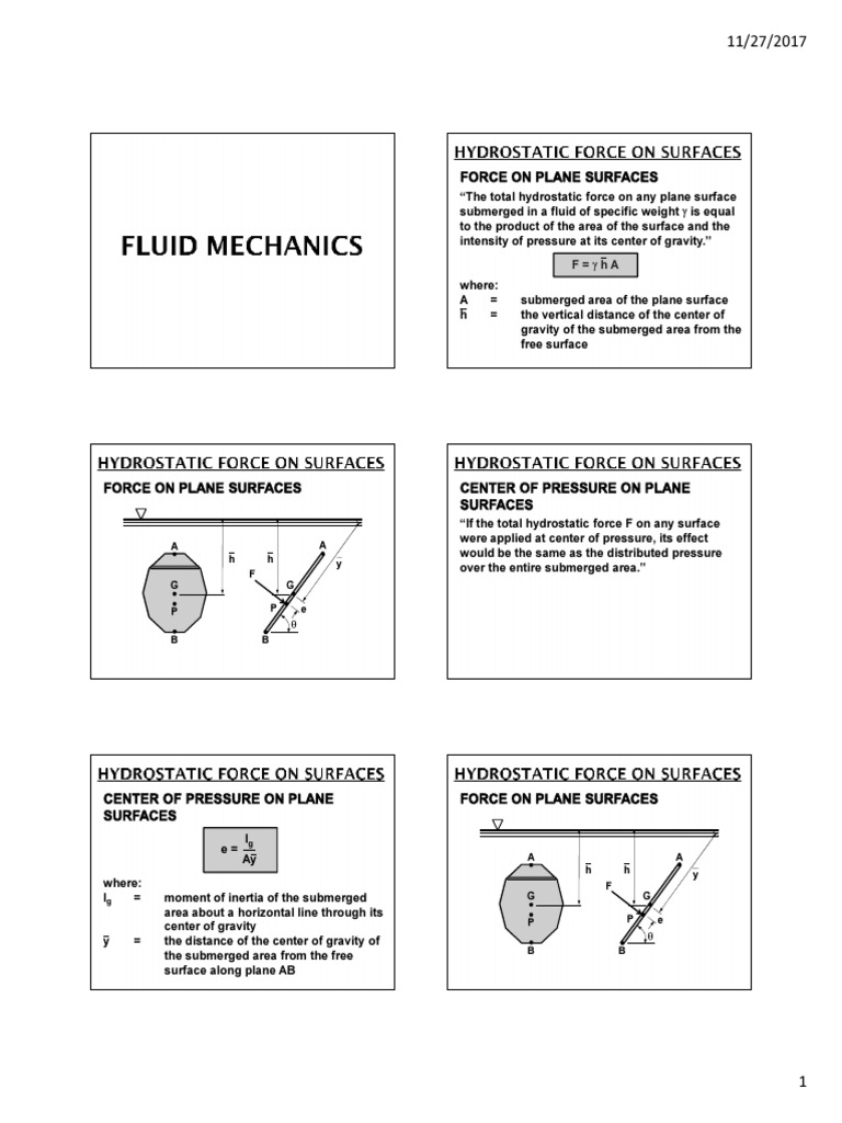 Fluid Mech Lecture Part 3 Hydrostatic Force On Surfaces | PDF | Fluid ...