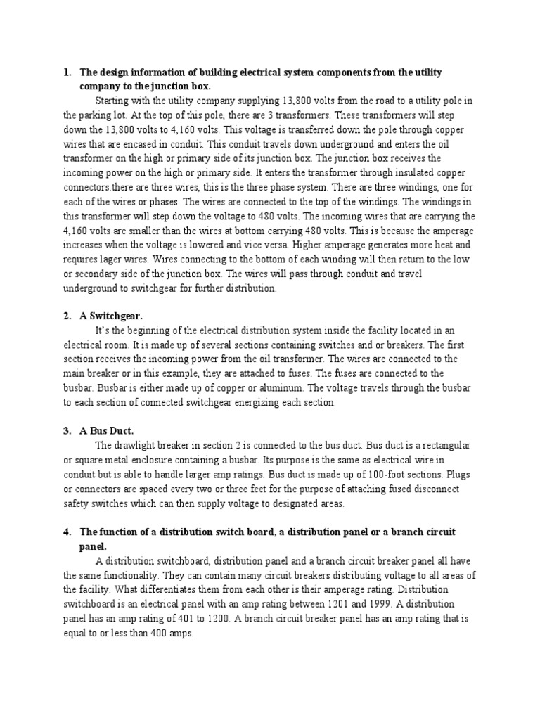 Building Electrical System Components Pdf Transformer Electric
