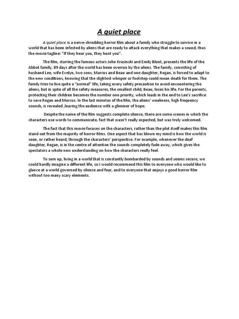 A Quiet Place Film Review | PDF