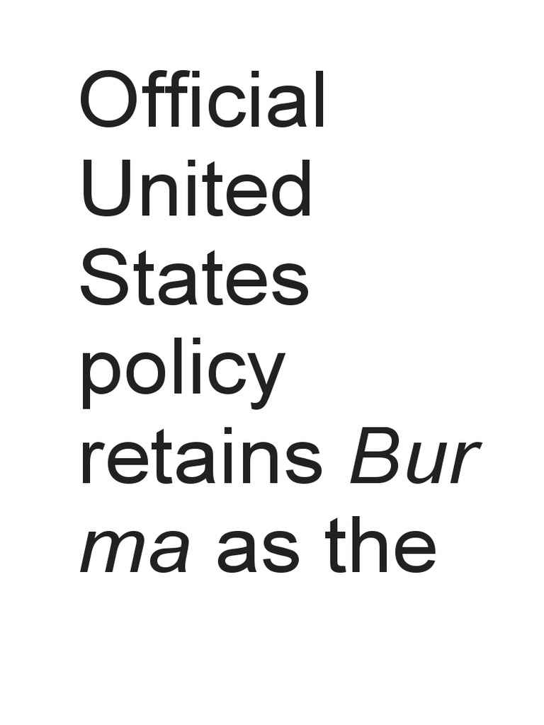 Official United States Policy Retains Bur: Ma As The | PDF | Social ...