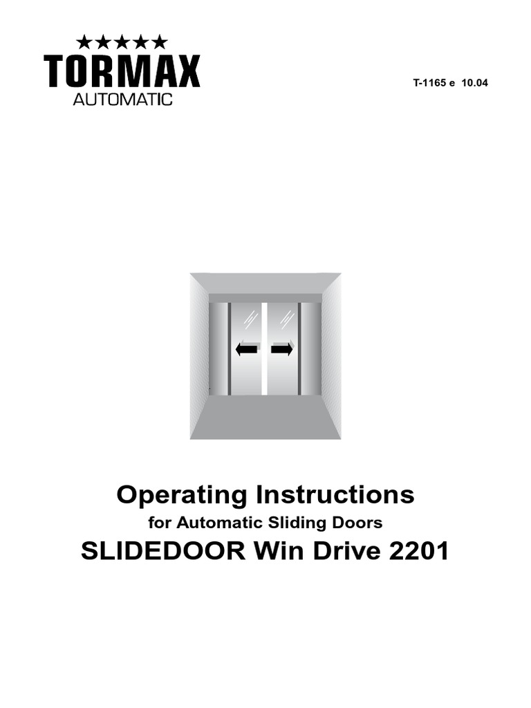 Operating Instructions for Automatic Sliding Doors Model SLIDEDOOR Win ...