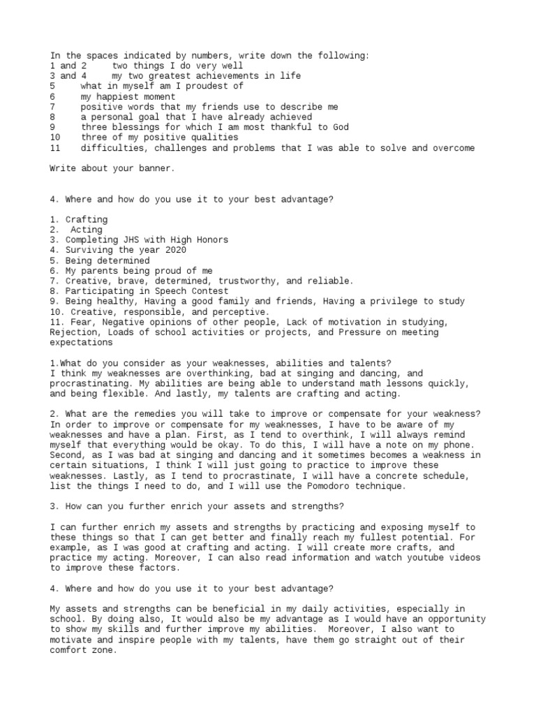 Maximizing My Strengths and Overcoming My Weaknesses: A Personal ...