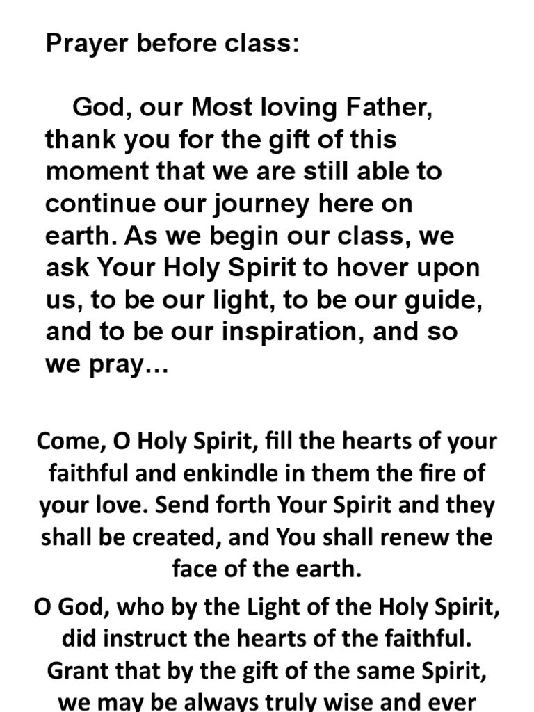 Prayer Before Class | PDF