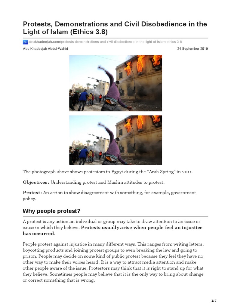 Protests Demonstrations and Civil Disobedience in The Light of Islam ...