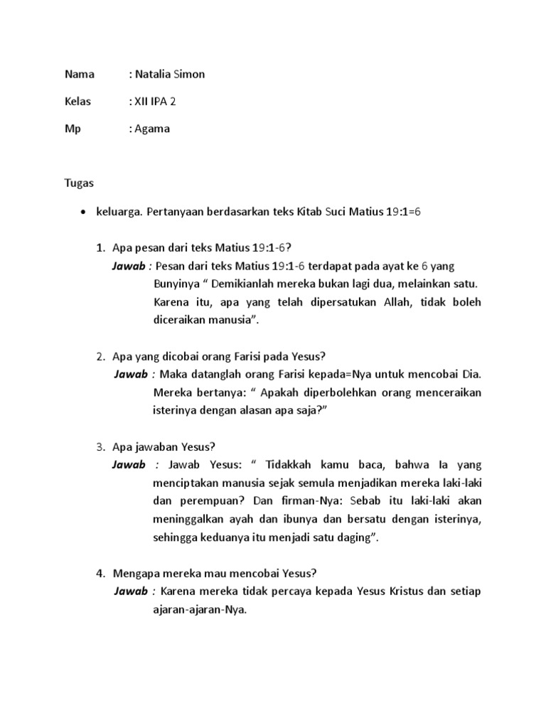 Tugas Agama - Natalia Simon - Xii Ipa2 | PDF