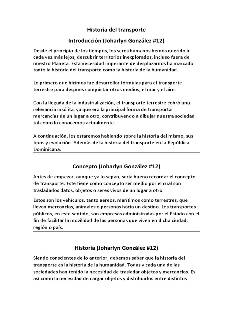Evolución de la Historia del Transporte | PDF | Barcos | Transporte