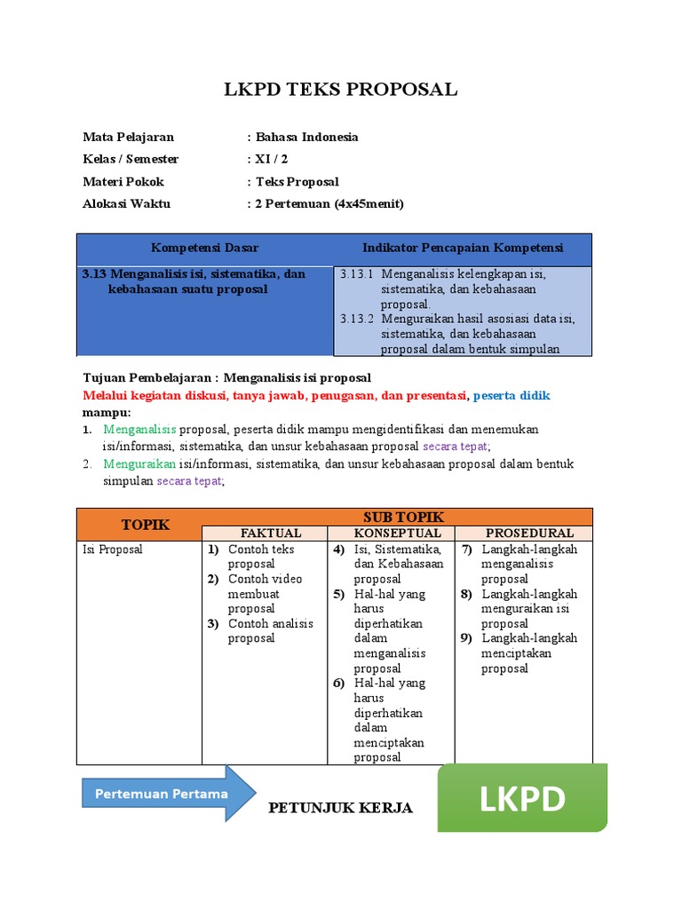 LKPD Proposal Kelas XI | PDF