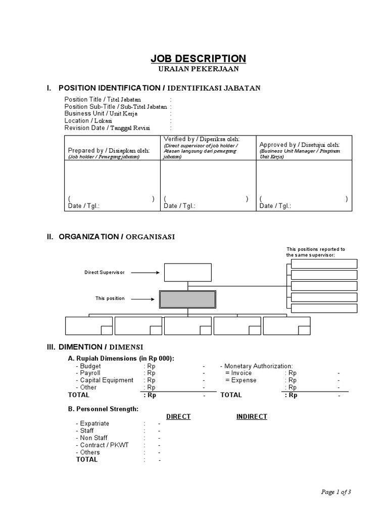 Formulir Job Description | PDF